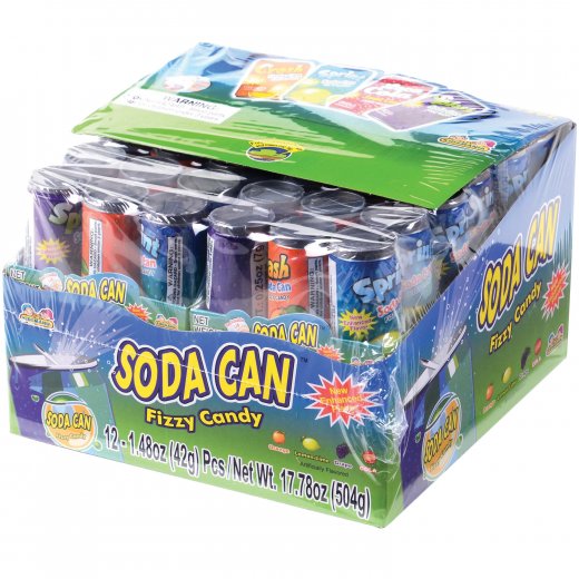 Soda Can Fizzy Candy 72 ct Display - Price: $28.80