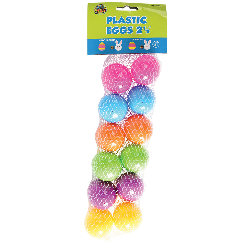 Plastic Easter Eggs - 2.5 Inch (one dozen eggs)