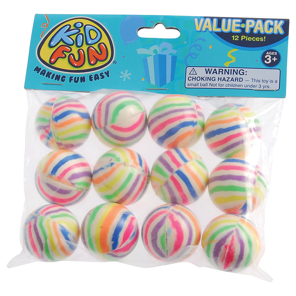 Rainbow Striped Bounce Balls Toy - 35mm (1 Dozen) - Price: $2.70