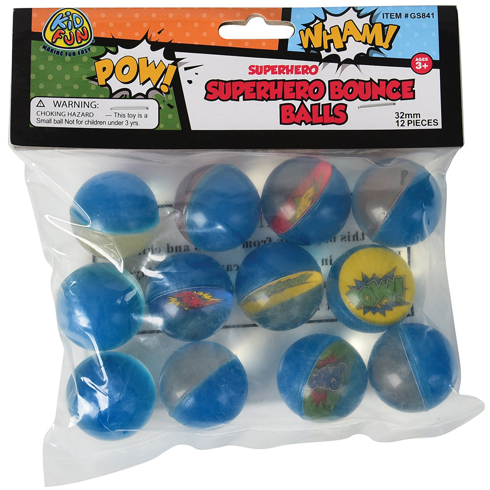 Superhero Bounce Toy Balls 32Mm (pack of 12) - Price: $2.92