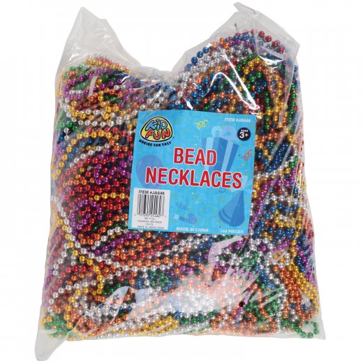 Bulk Assorted Metallic 6mm Bead Necklaces Party Favor (144 pieces ...