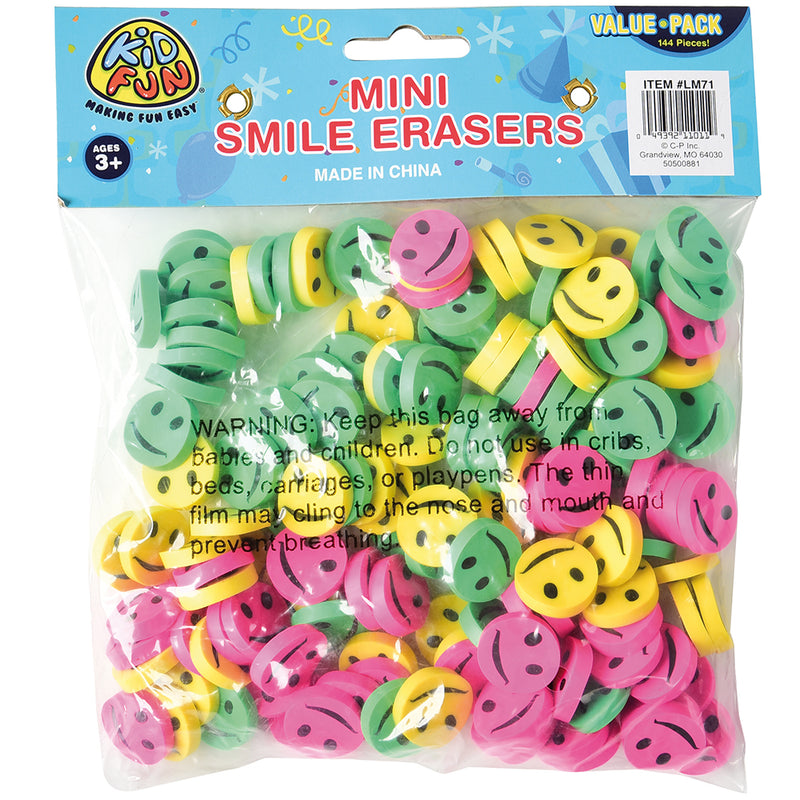 Mini Smile Erasers Kids Stationery (144 pieces) - Price: $2.70