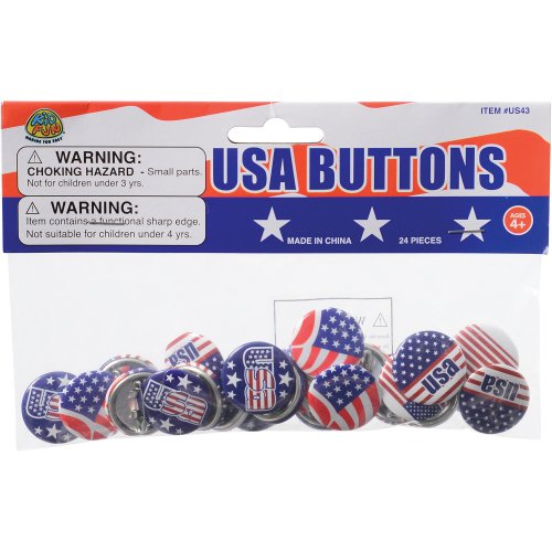Usa Buttons Party Favor (set of 24) - Price: $2.43
